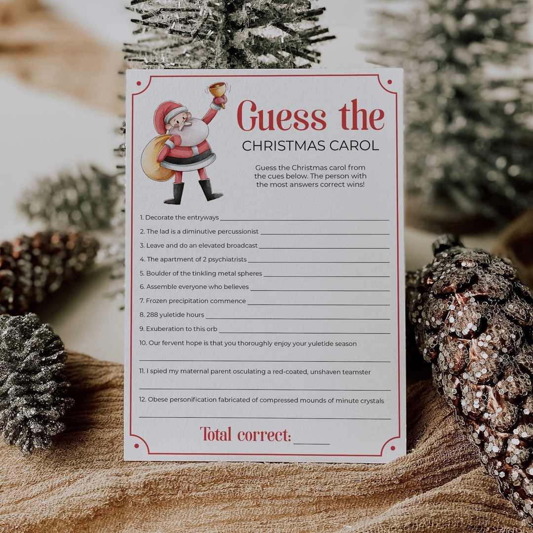 Christmas Carol Riddles Trivia Christmas Game Printable Guess the ...