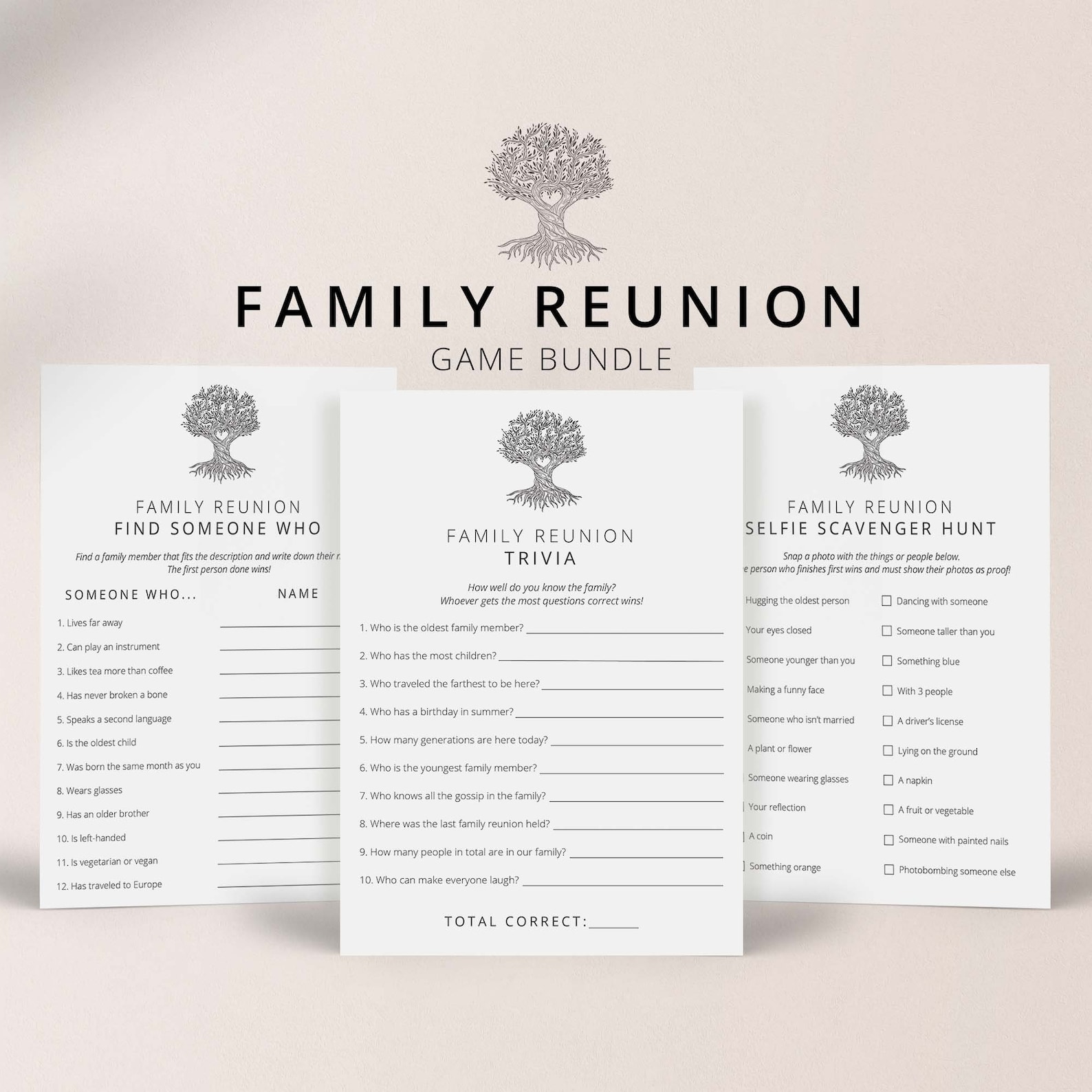 Family Reunion Icebreaker Games Printable Family Quiz Night Family ...