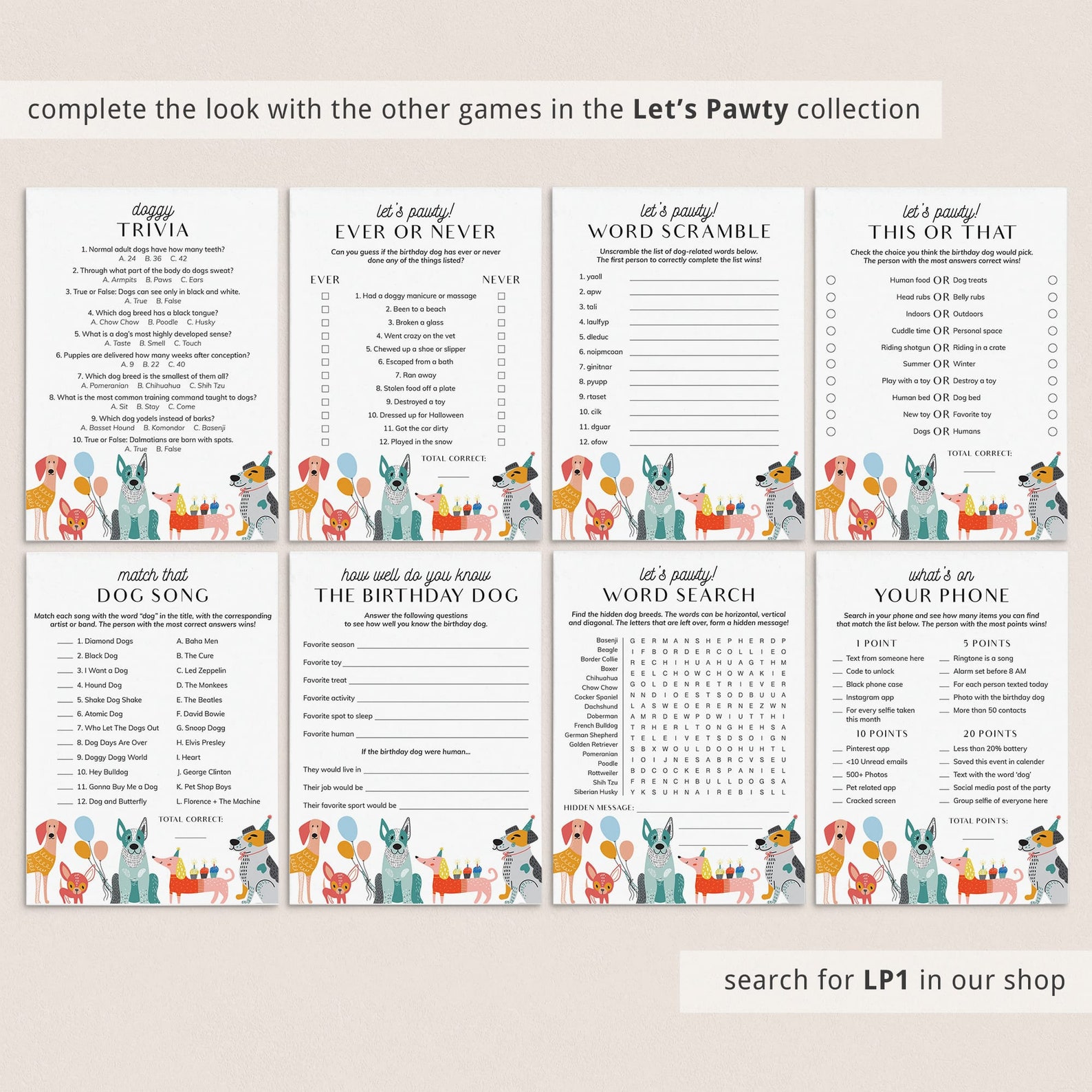 Dog Trivia Printable Doggy Quiz Questions Fun Facts About Dogs Trivia ...