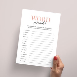 Birthday Word Scramble Game Printable Word Scramble Birthday Party Game ...