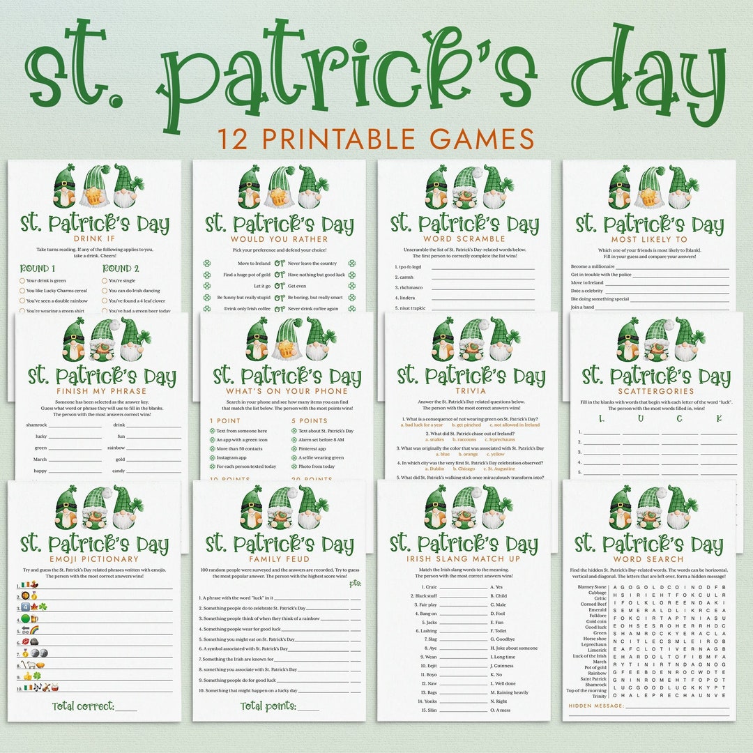 St Patrick's Day Games Printable St Patricks Gnome St Patricks Games St ...