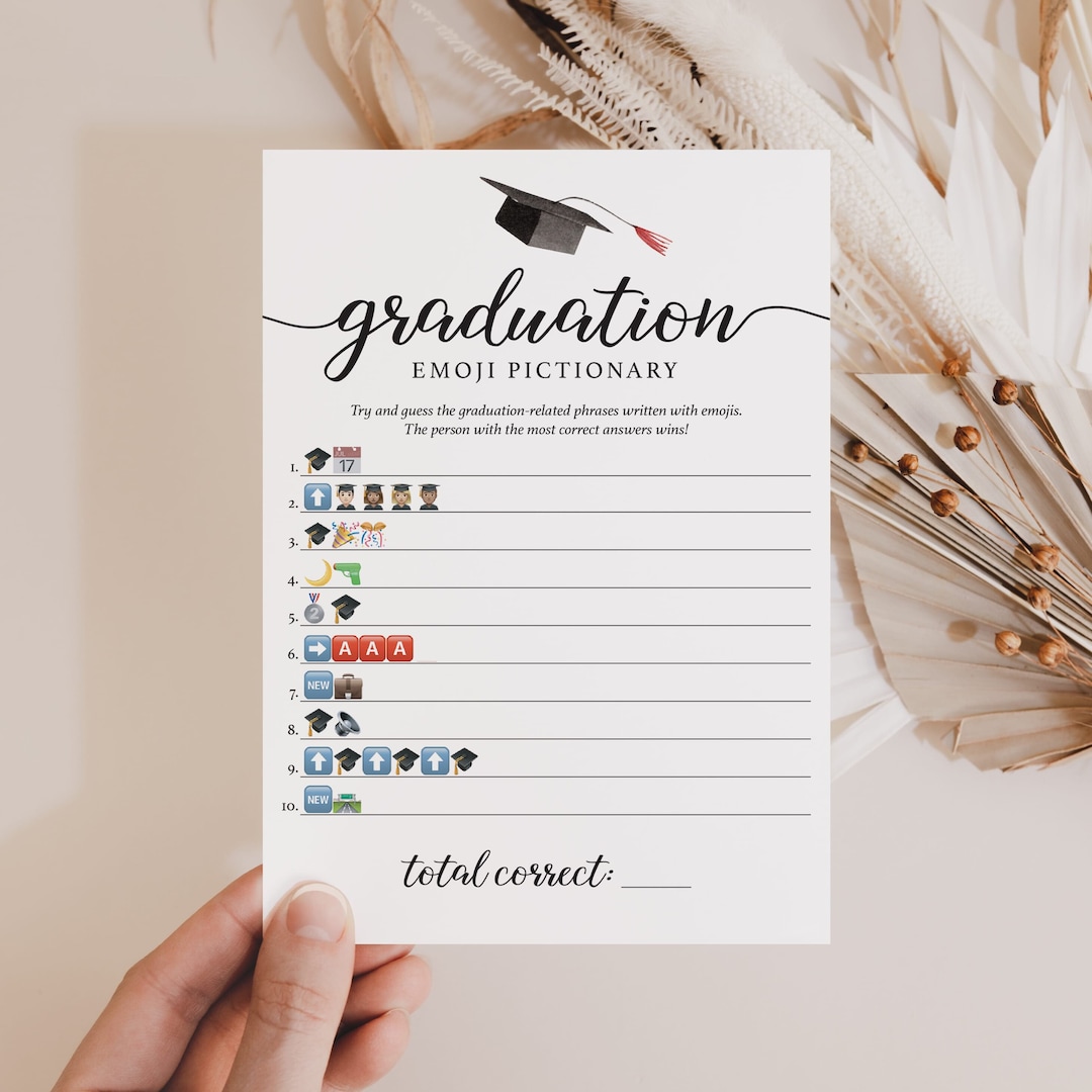 Graduation Emoji Pictionary Game Printable Graduation Games Grad Party ...