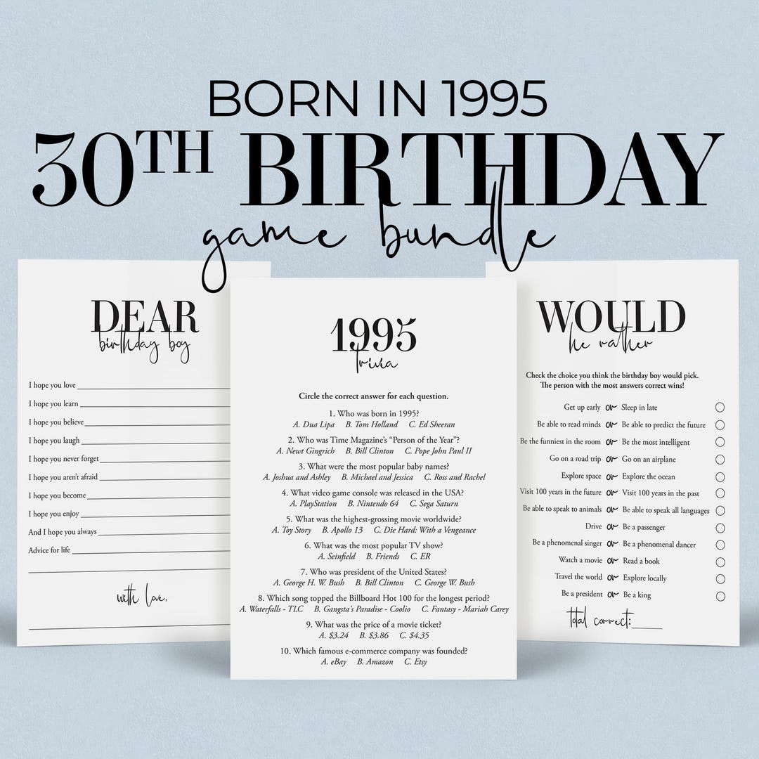 30th Birthday Games for Him Printable Mens 30th Birthday Ideas ...
