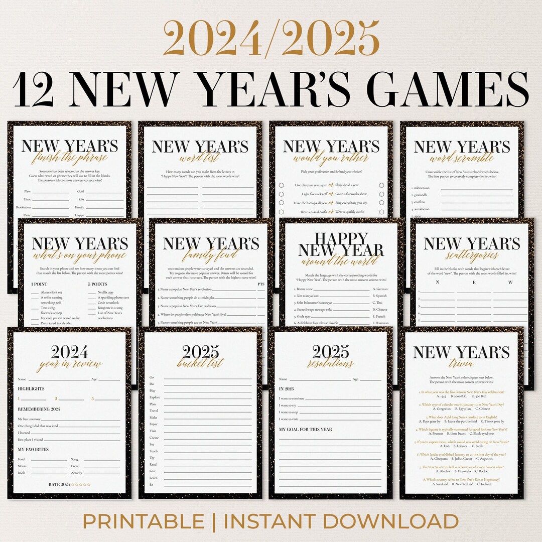 New Years Games Bundle Printable New Years Party Games Digital Download ...