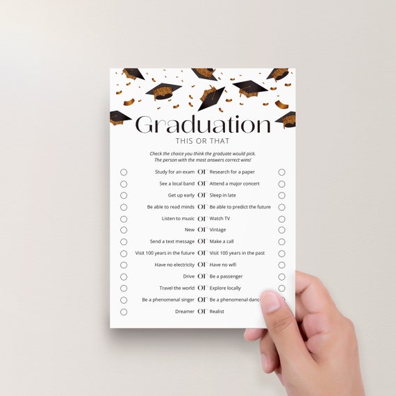 Graduation Game This or That Printable Game for Grad Party | Etsy