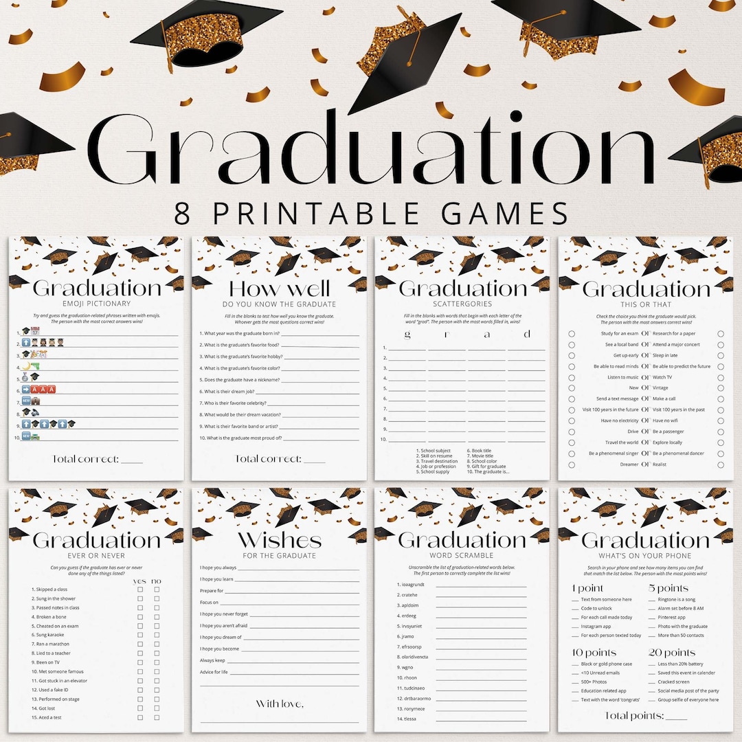 Graduation Games Bundle Printable Graduation Party Games Fun Grad Party ...