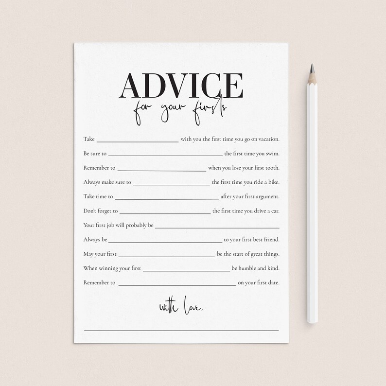 1st Birthday Advice Card Printable Baby First Birthday Party - Etsy