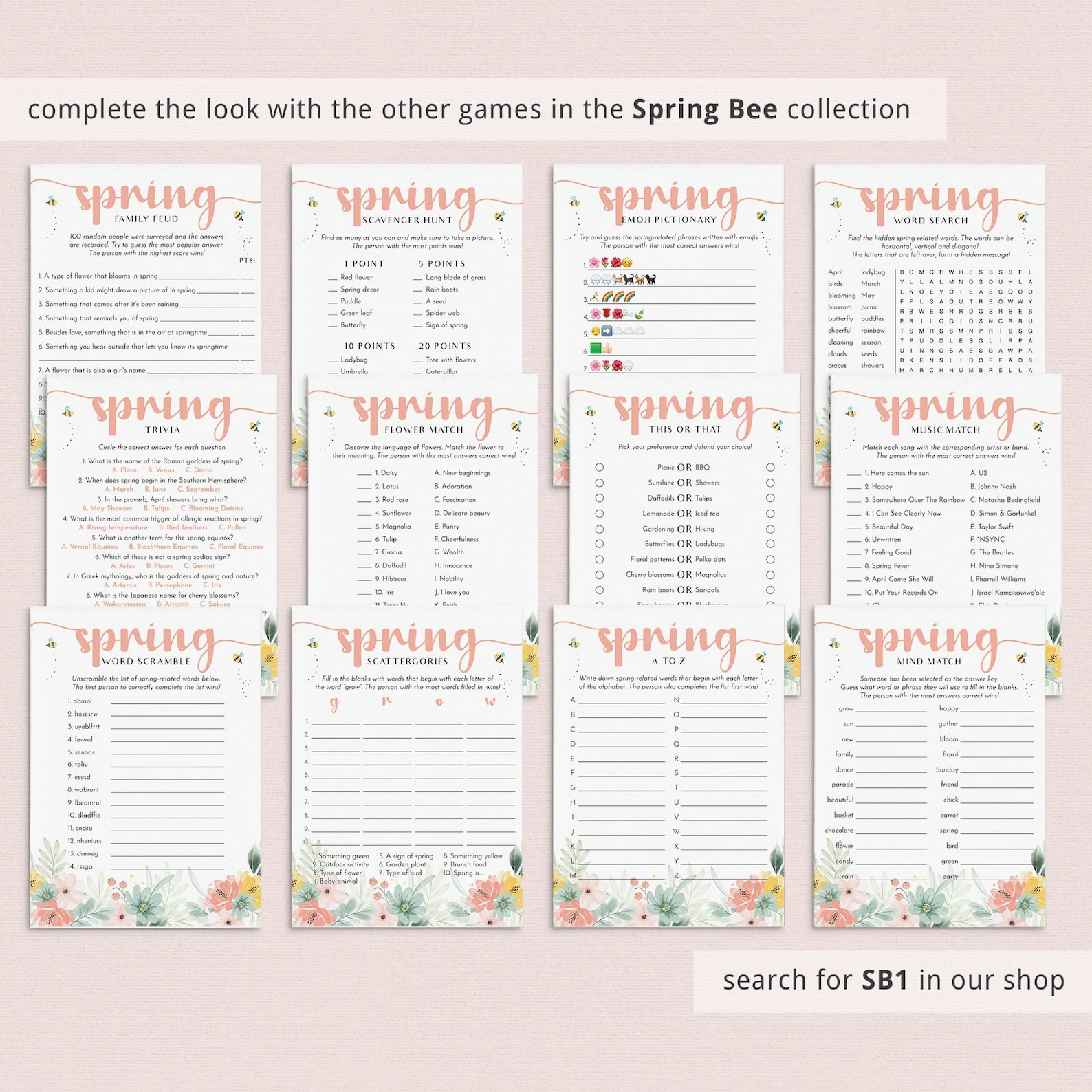 Spring Family Feud Printable Spring Feud Questions Fun Spring Family ...