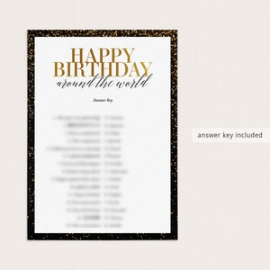 Black and Gold Birthday Party Games for Women Printable Gold Confetti ...