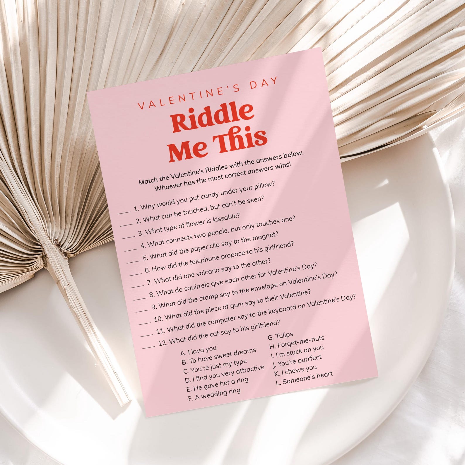Pink and Red Valentine's Day Game Bundle Printable Retro Valentines ...