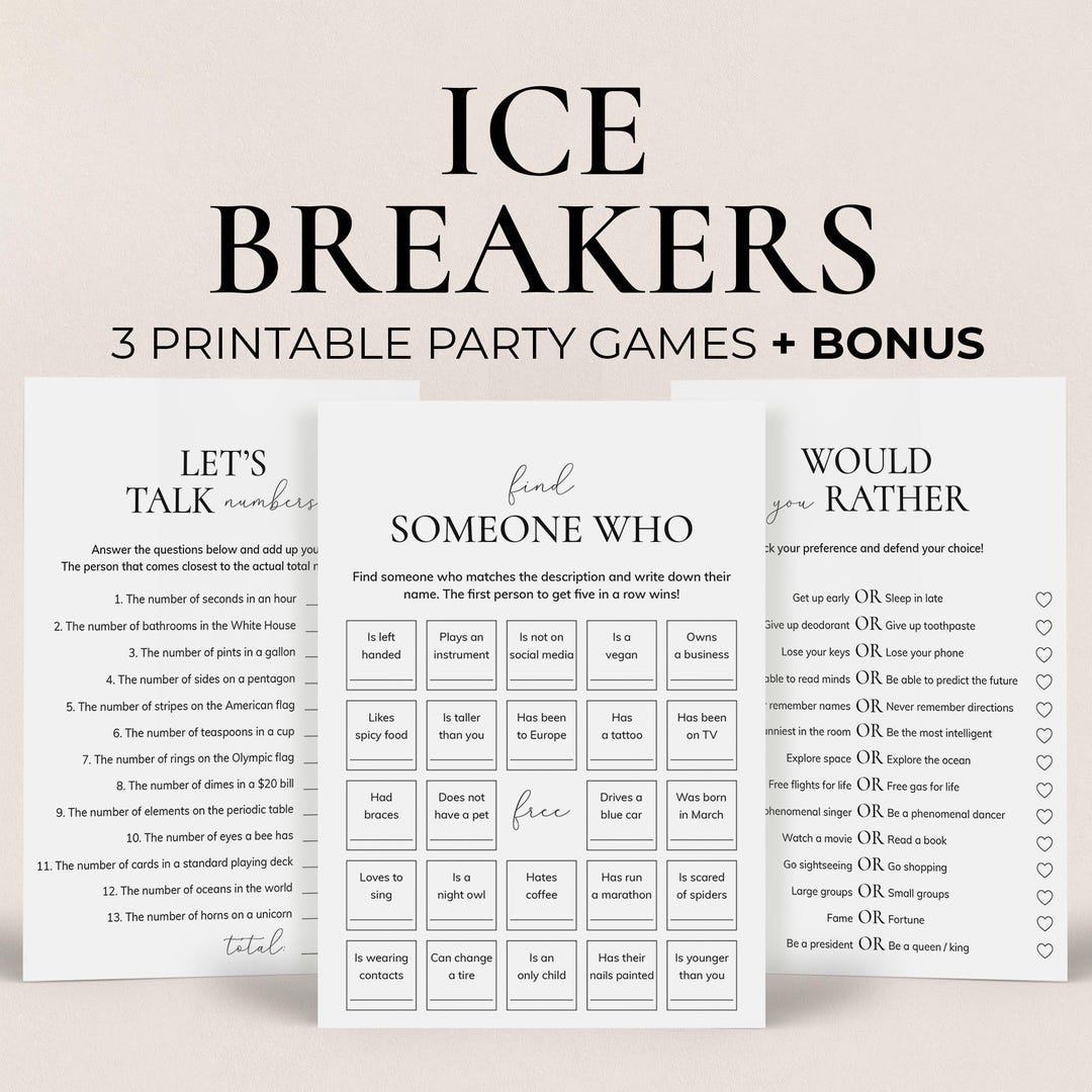 Ice Breaker Games Printable Icebreakers for Adults Get to Know You ...