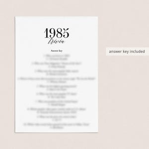 1985 Quiz Printable Fun Facts About 1985 40th Birthday Game Trivia Back ...