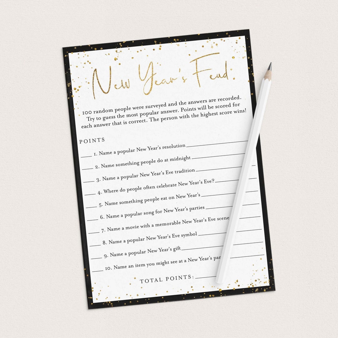 New Years Family Feud Game New Years Eve Games Printable - Etsy