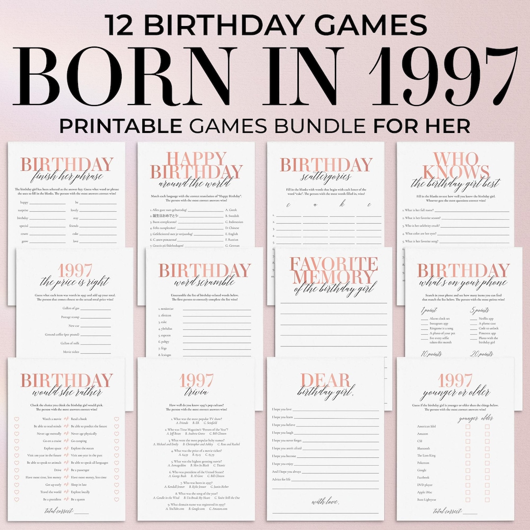 28th Birthday Games for Women Born in 1997 Birthday Party Games Woman ...
