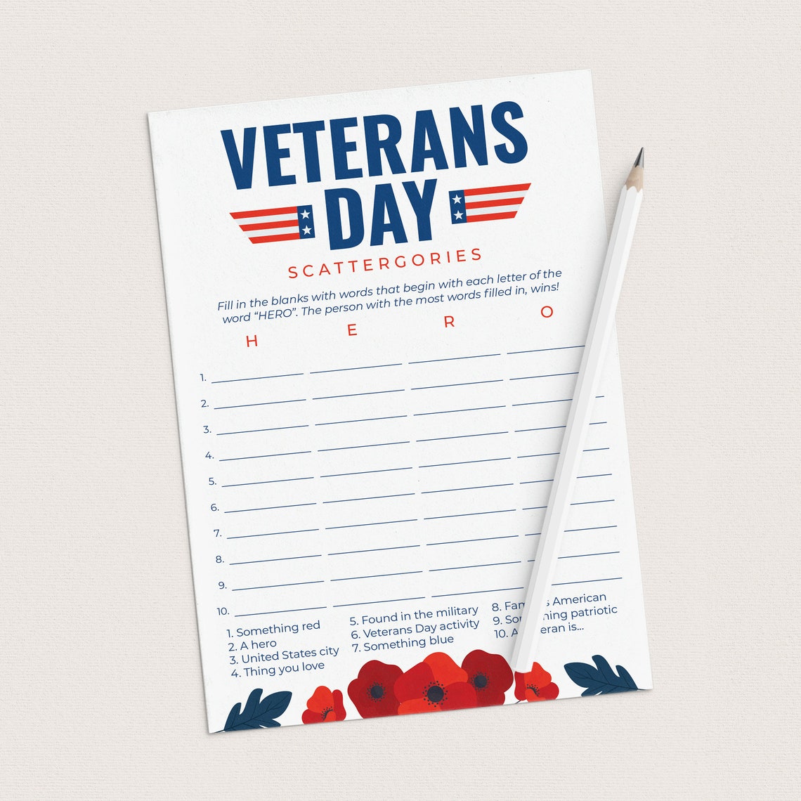 Veterans Day Games Bundle Printable Veterans Day Cards Digital - Etsy