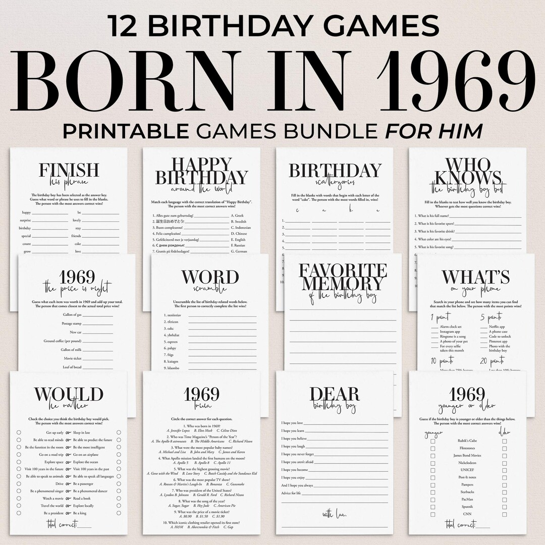 56th Birthday Games for Men Born in 1969 Birthday Party Ideas for Him ...