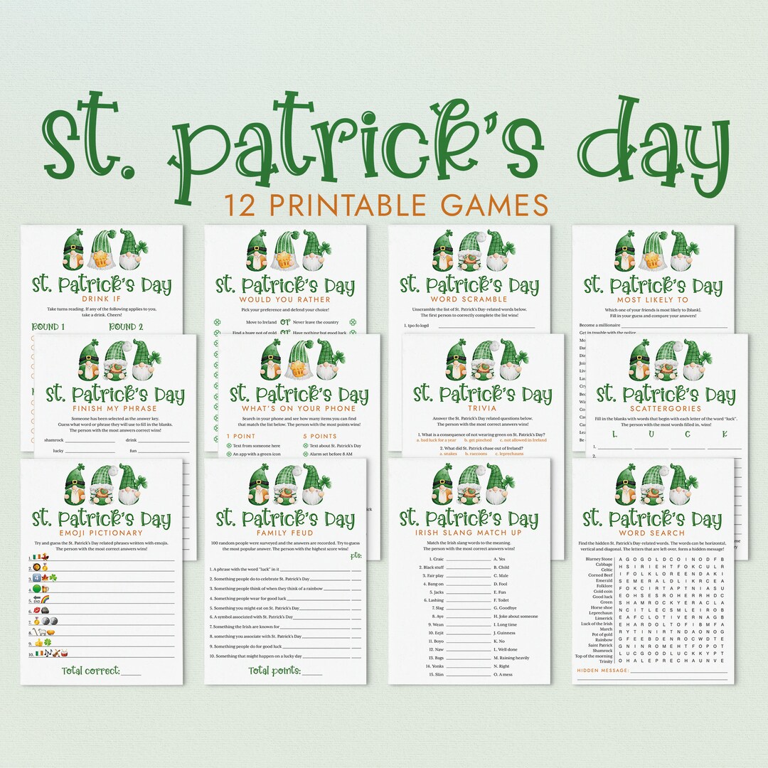 St Patrick's Day Games Printable St Patricks Gnome St Patricks Games St ...