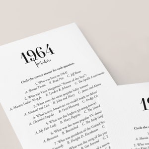 1964 Trivia Facts About 1964 Printable 60s Quiz 61st Birthday Ideas ...