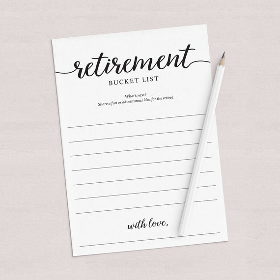 Retirement Bucket List Cards Printable Minimal Calligraphy - Etsy