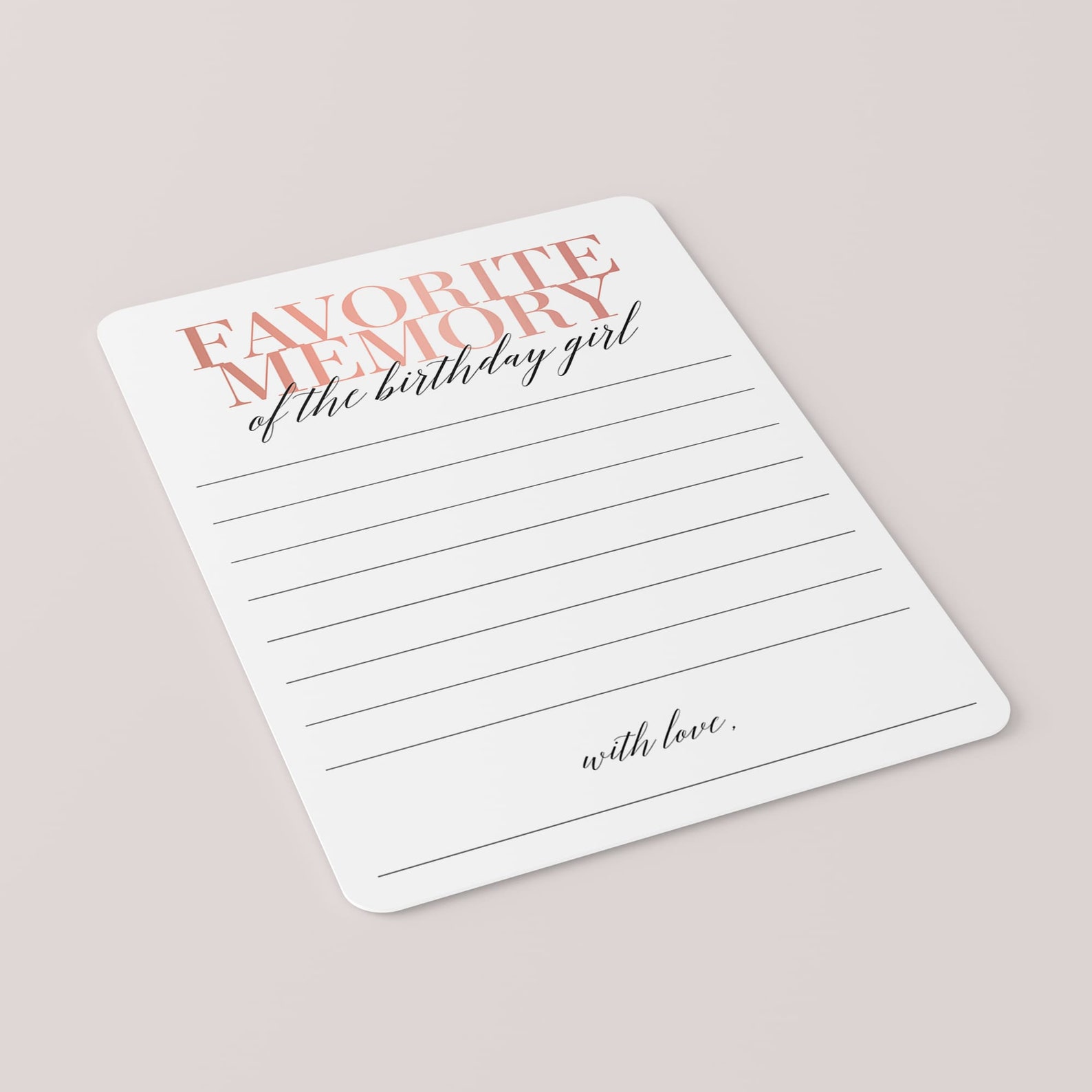 My Favorite Memory of the Birthday Girl Printable Birthday Memory Game ...