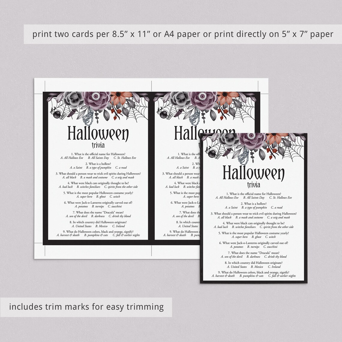 Floral Halloween Party Games Bundle Halloween Games for Ladies - Etsy
