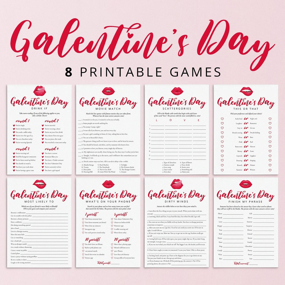 Galentines Day Games Printable Adult Galentine's Day Party Bundle ...