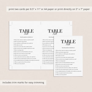 Printable Conversation Starter Table Talk Topics Instant Download ...