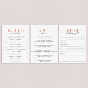 21st Birthday Games Bundle Printable 2004 Birthday Party Games for Her ...