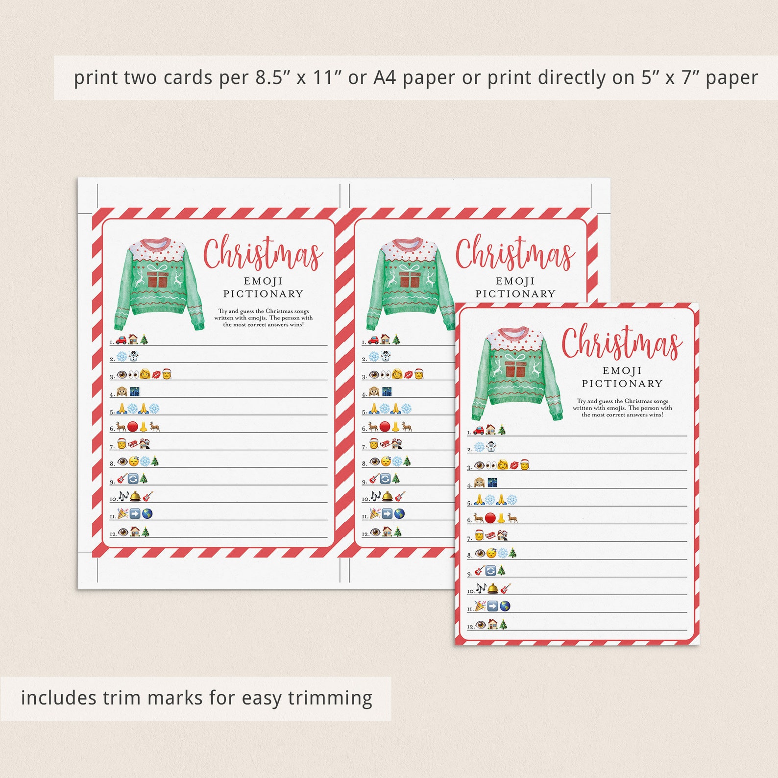Ugly Sweater Party Games Bundle Printable Ugly Sweater Christmas Ugly ...
