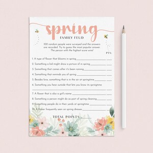 Spring Family Feud Printable Spring Feud Questions Fun Spring Family ...