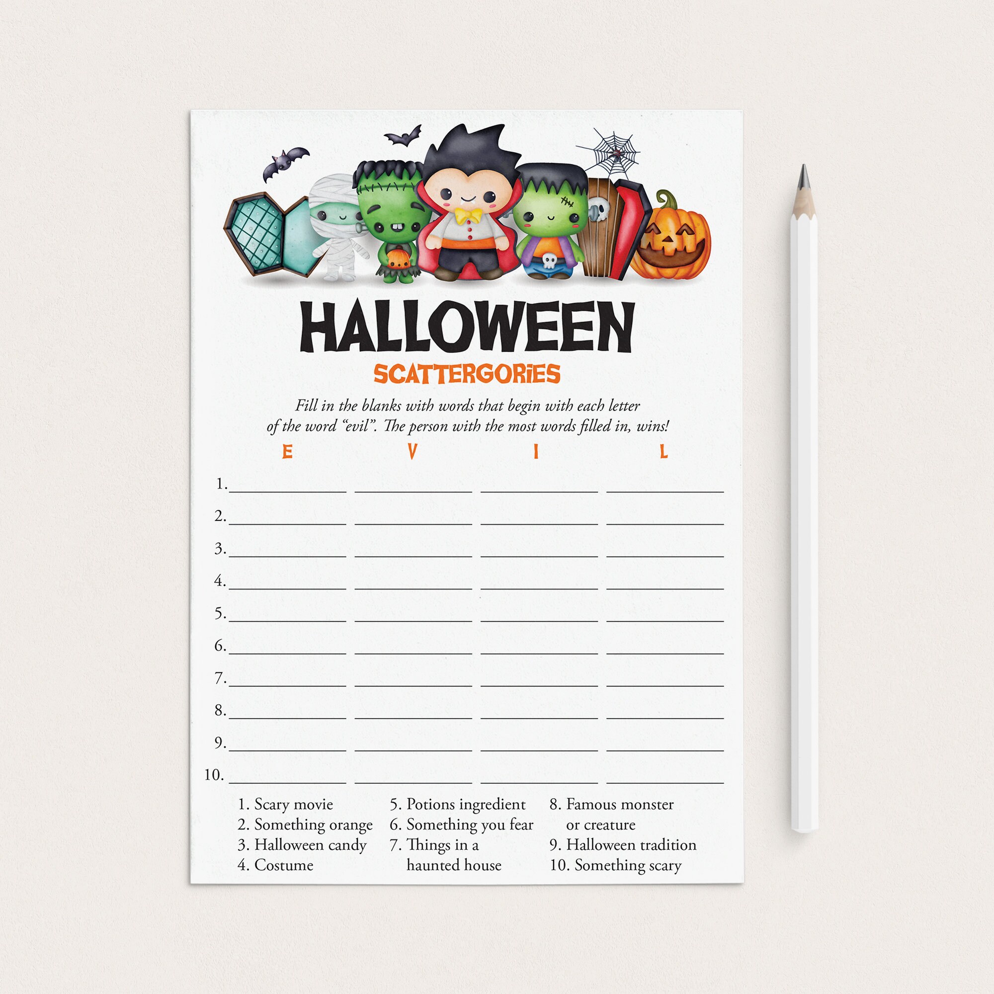 Family Halloween Party Games Bundle Kids Halloween Games to - Etsy