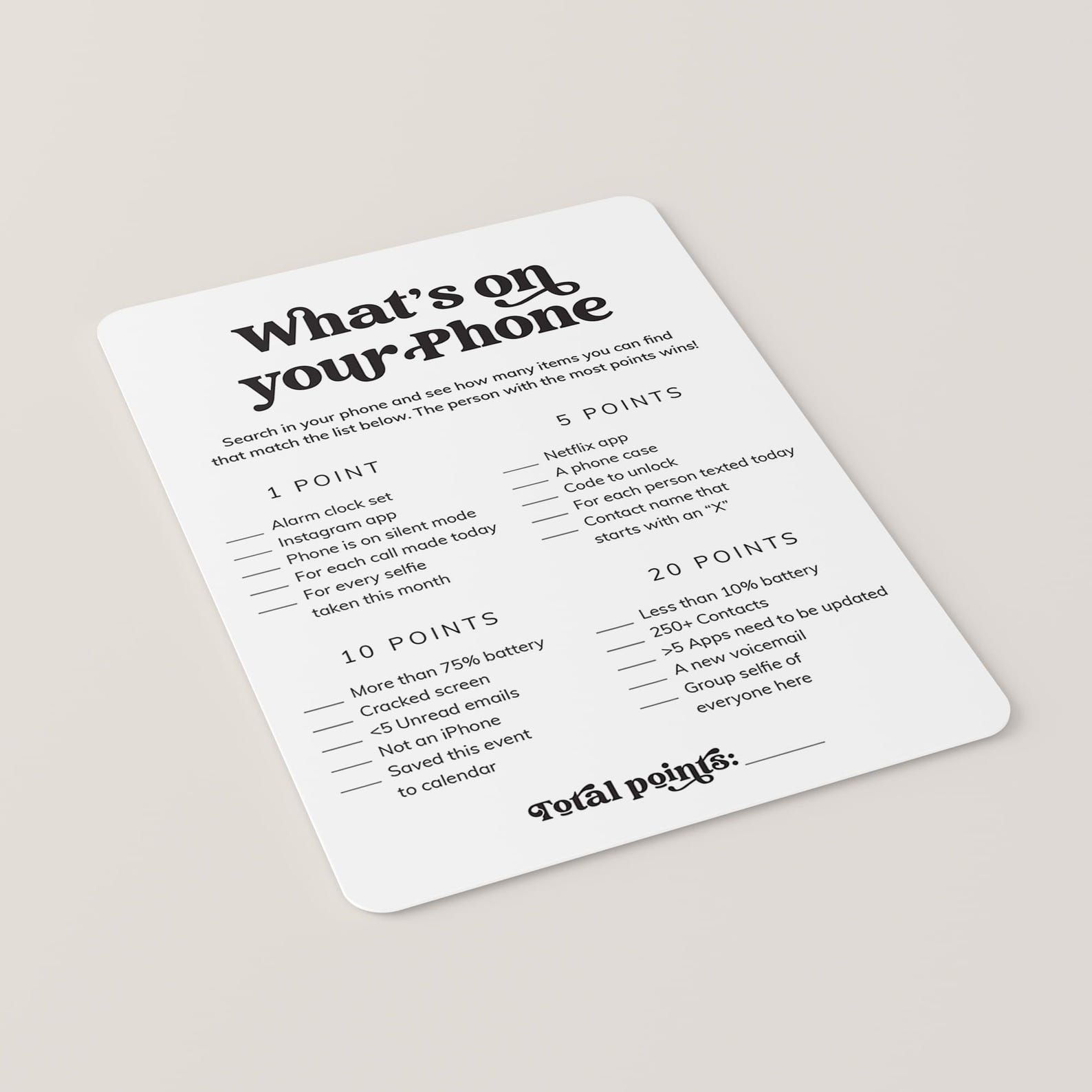 Whats on Your Phone Game Printable Whats in Your Phone Ice Breaker Game ...