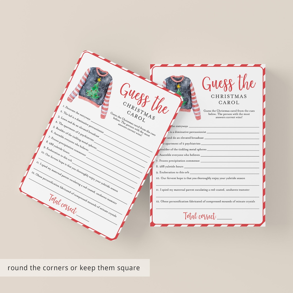 Ugly Sweater Christmas Party Games Bundle Printable Office | Etsy