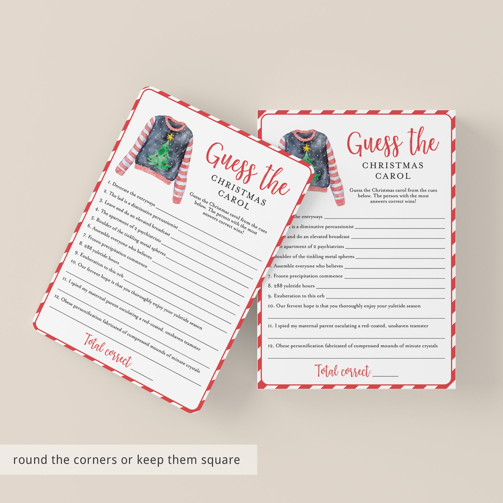 Ugly Sweater Christmas Party Games Bundle Printable Office | Etsy