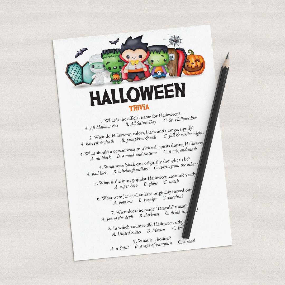 Kids Halloween Trivia Printable Halloween Quiz for Kids Fun - Etsy