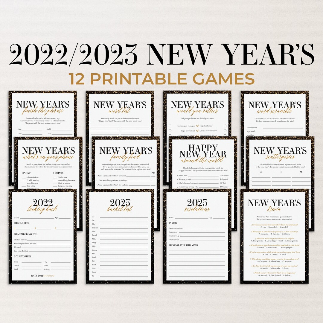 New Years Games Bundle Printable New Years Party Games Digital - Etsy