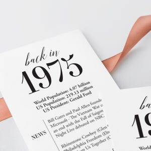 51st Birthday Decor, Back in 1975 Cards, US, UK, Canada, AU (digital ...