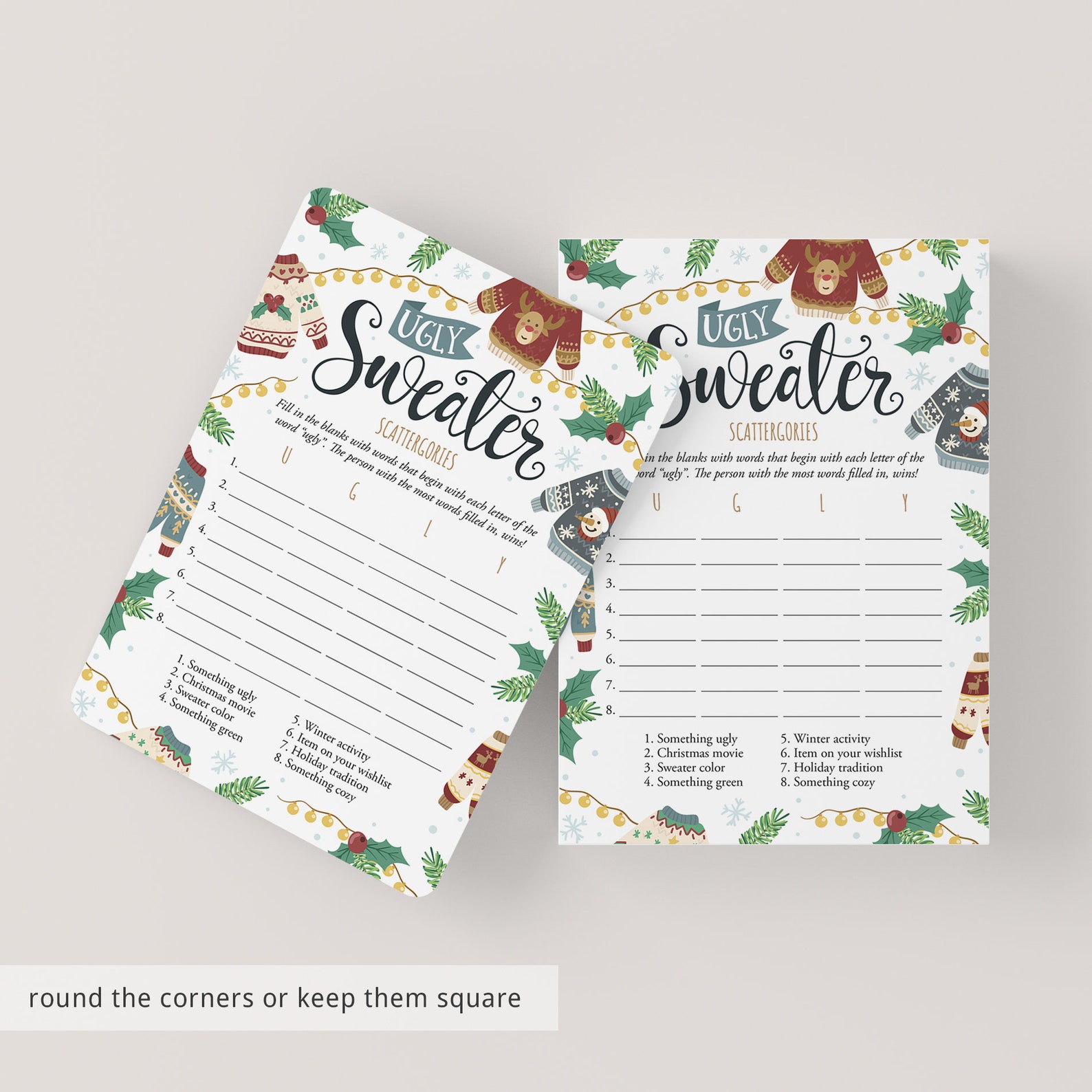 Ugly Sweater Party Games Bundle Printable Ugly Sweater Games - Etsy