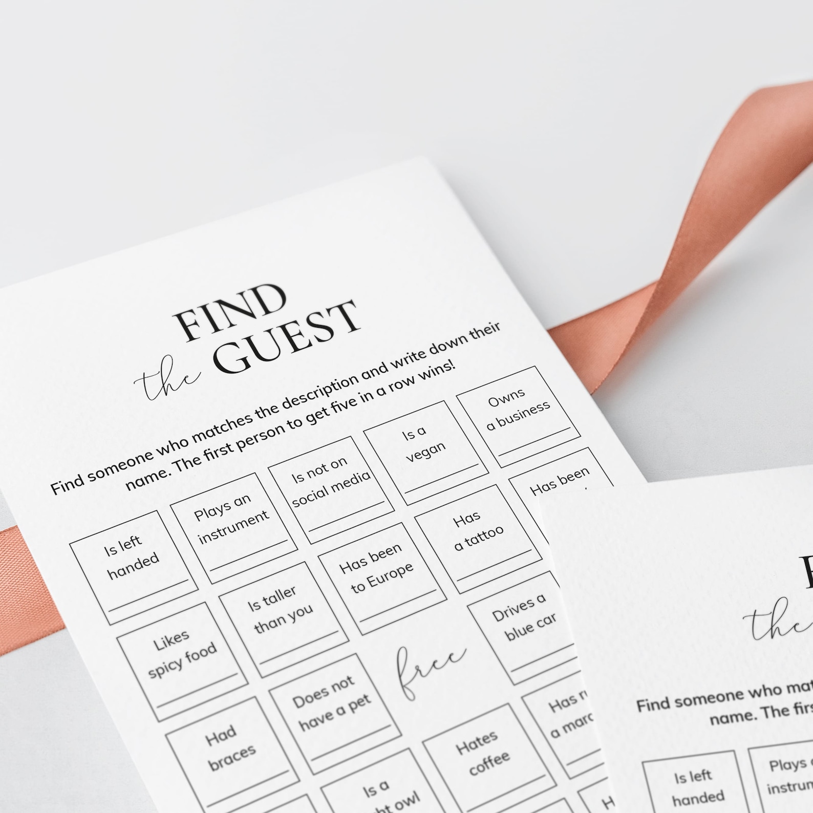 Find the Guest Bingo Printable Icebreaker Mingle Bingo Human Bingo Get ...