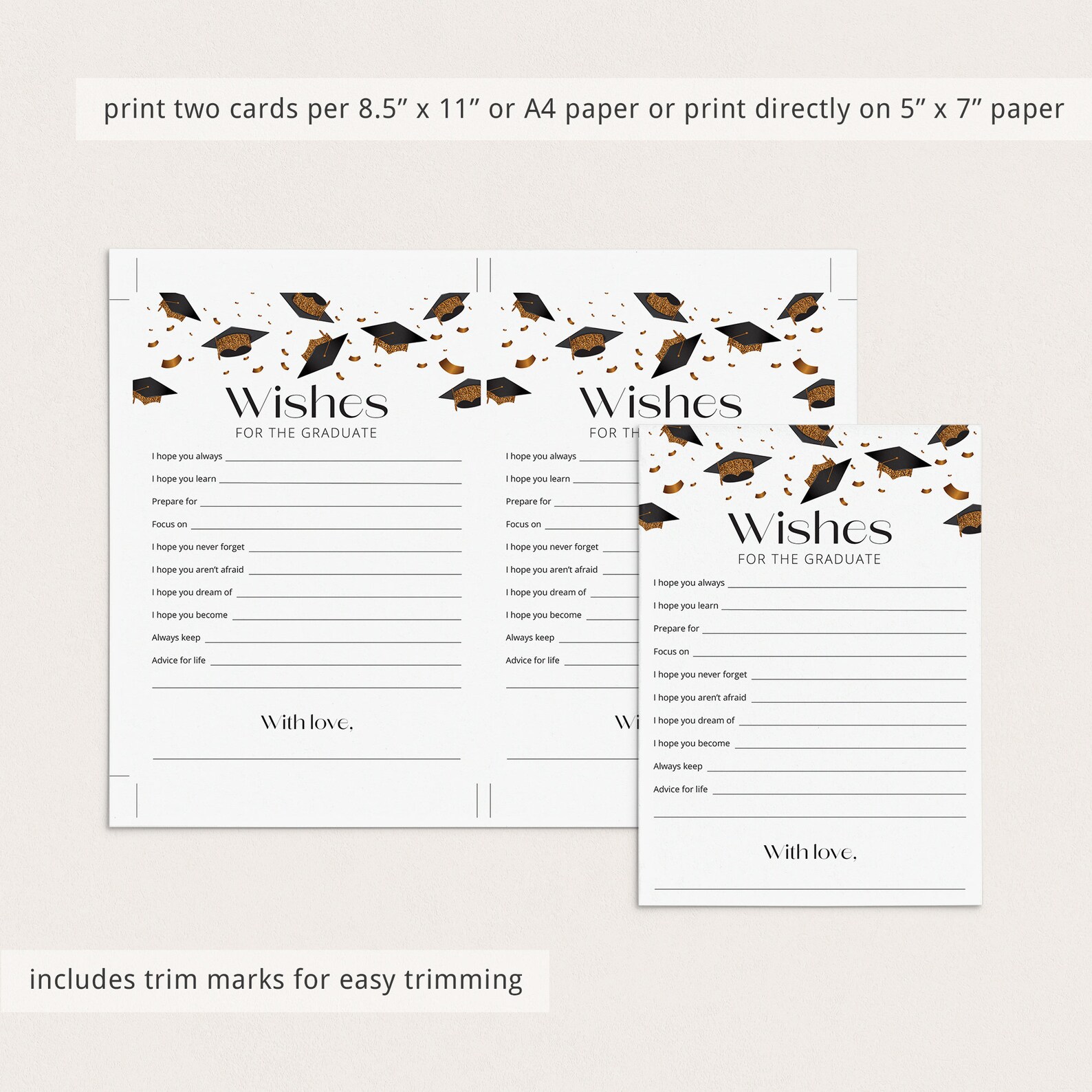 Graduation Wishes Card Printable Graduation Wishes and Advice | Etsy