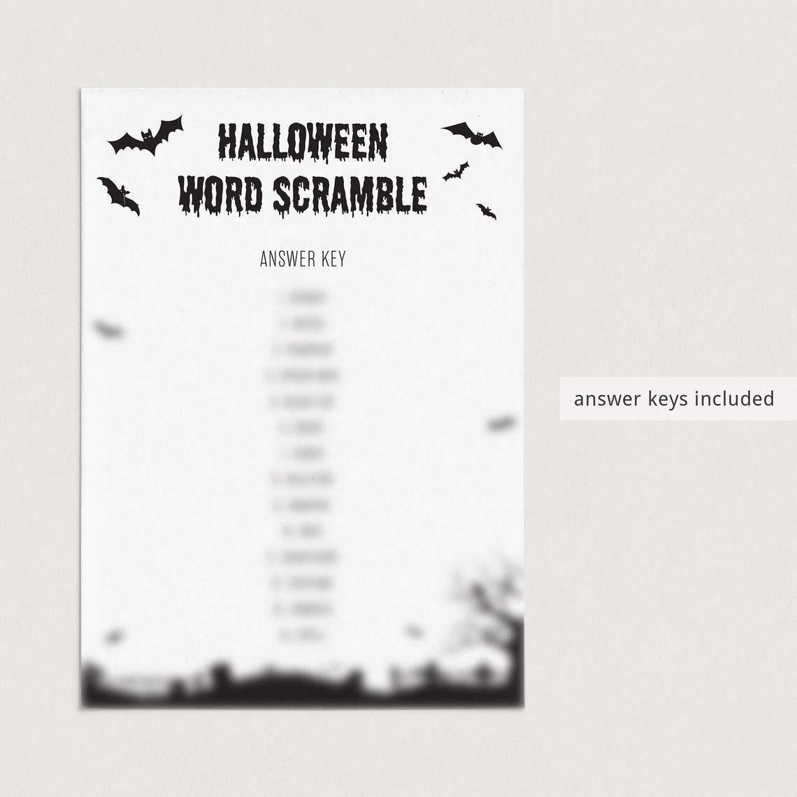 Halloween Games Printable Black and White Halloween Party - Etsy