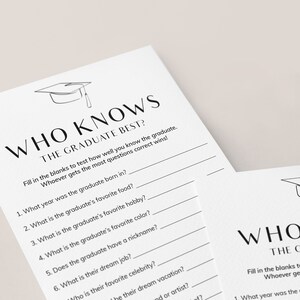 Who Knows the Graduate Best Game Printable How Well Do You Know the ...