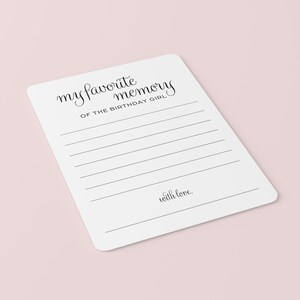 My Favorite Memory of the Birthday Girl Printable Birthday Party Game ...