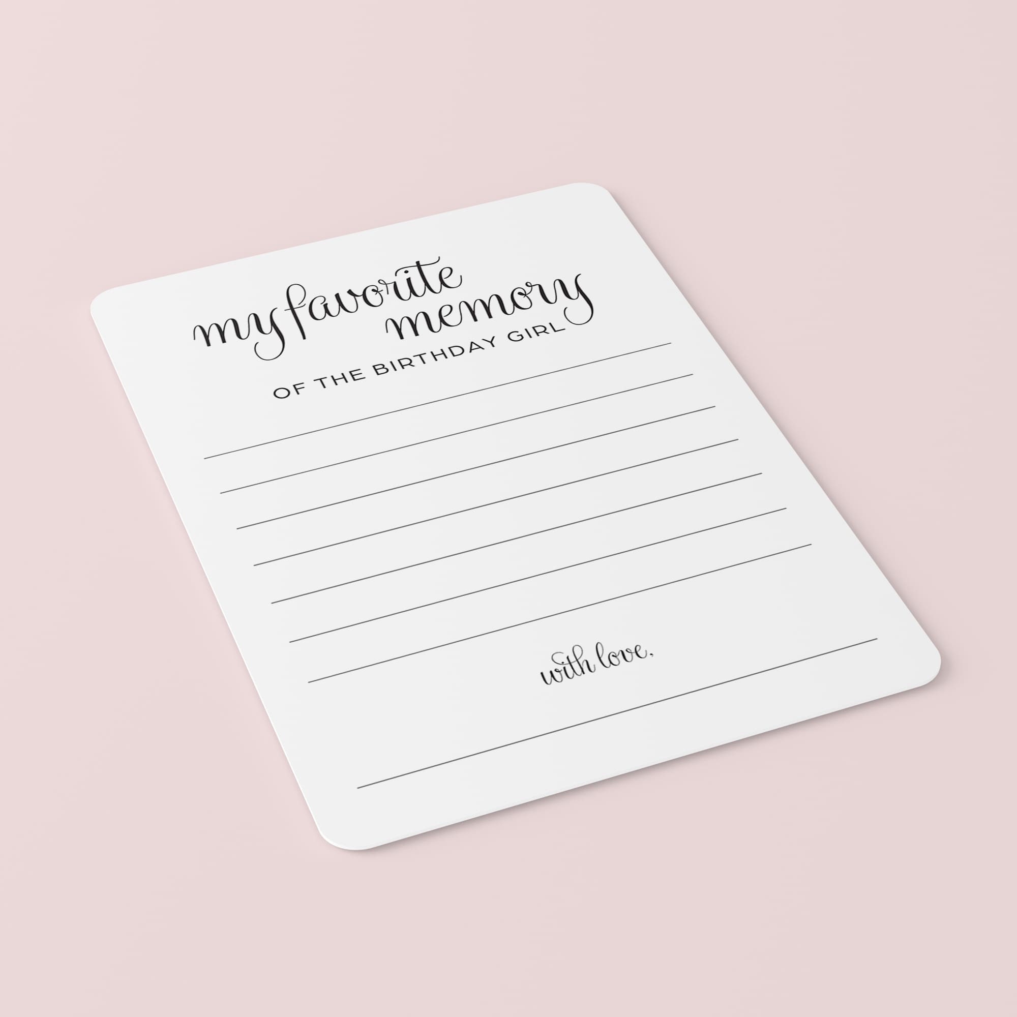 My Favorite Memory of the Birthday Girl Printable Birthday Party Game ...