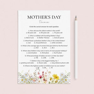 Floral Mothers Day Games Printable Mother’s Day Game Pack Mothers Day ...