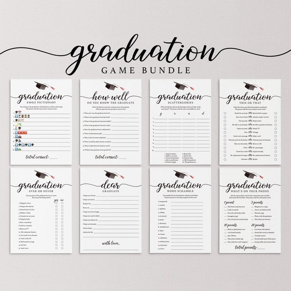 Graduation Party Games Bundle Printable Elegant Graduation - Etsy