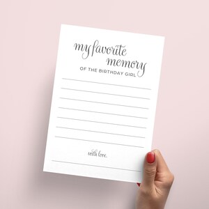 My Favorite Memory of the Birthday Girl Printable Birthday Party Game ...