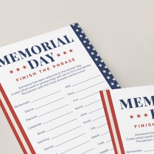 Printable Memorial Day Games for Kids and Adults Patriotic Party ...