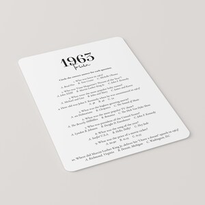 1963 Quiz Printable Fun Facts About 1963 Trivia Simple 60th Bday Party ...