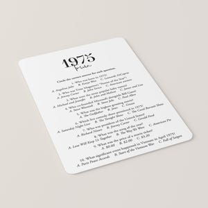 1975 Trivia Printable 50th Birthday Party 1975 Games Back in 1975 Party ...